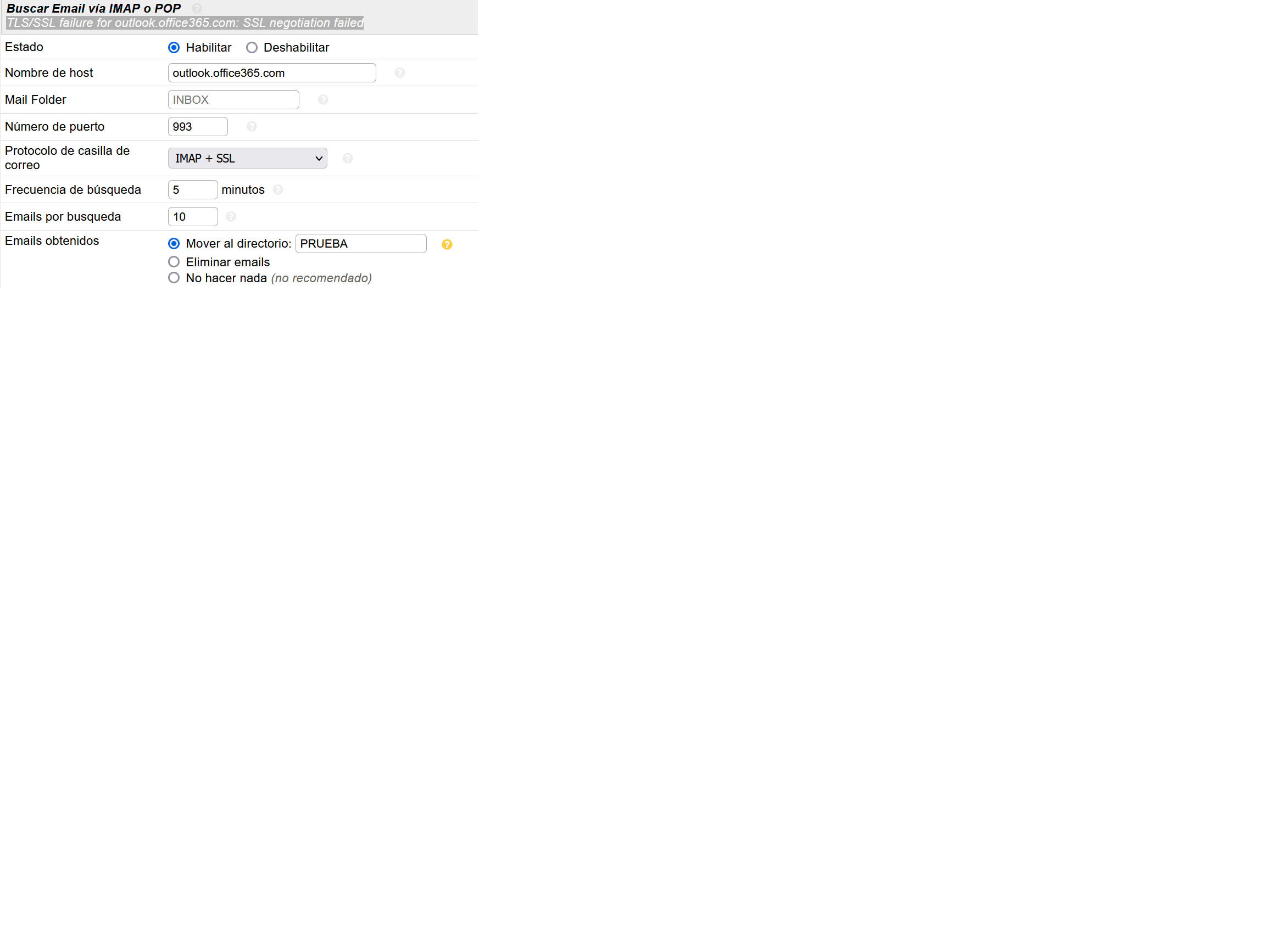 Office 365 IMAP SSL Negotiation Failed OsTicket Forum