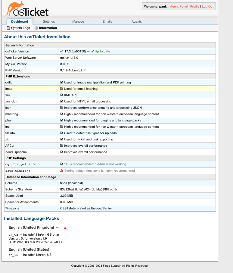 New Installation: Email Login Information fields missing - osTicket Forum